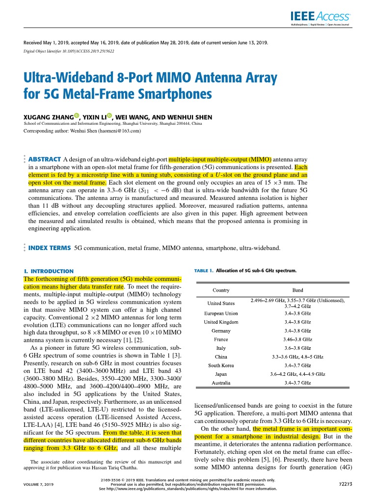 Ultra-Wideband 8-Port MIMO Antenna Array | PDF | Mimo | Antenna (Radio)