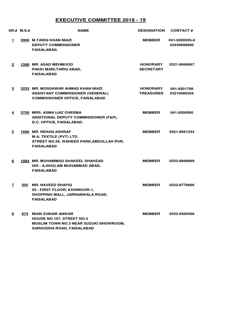 Executive Committee 19 | PDF