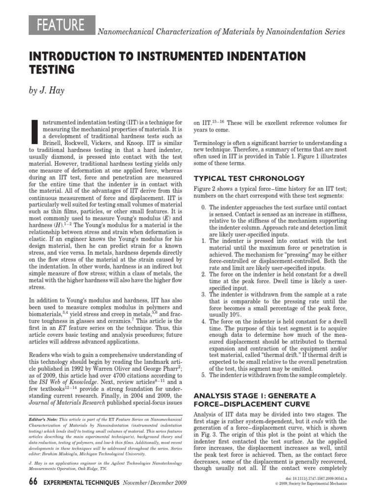 Introduction To Instrumented Indentation | Download Free PDF | Young's ...