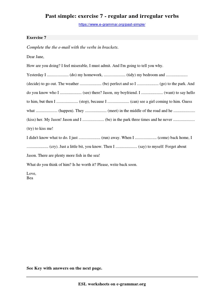 Past Simple Exercise | PDF