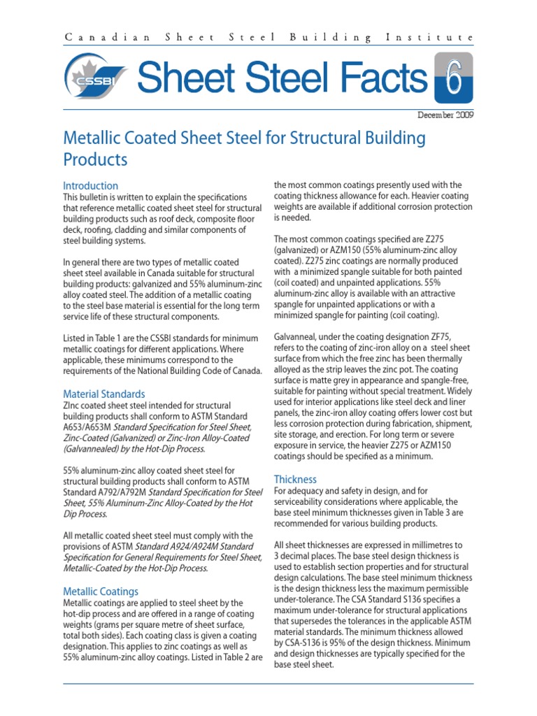 Metallic Coated Sheet Steel For Structural Building Products | PDF ...