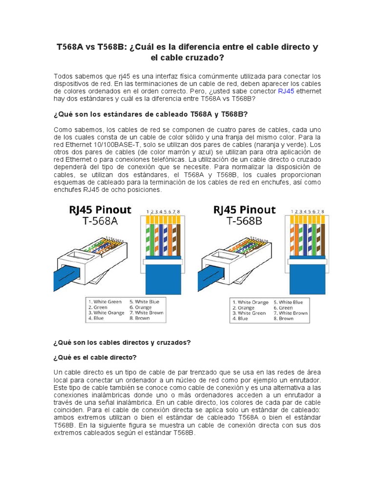 T568A Vs T568B | PDF | Comunicación por medio de ordenadores ...