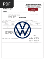 Factura Volkswagen | PDF | Volkswagen | Fabricantes de vehículos eléctricos