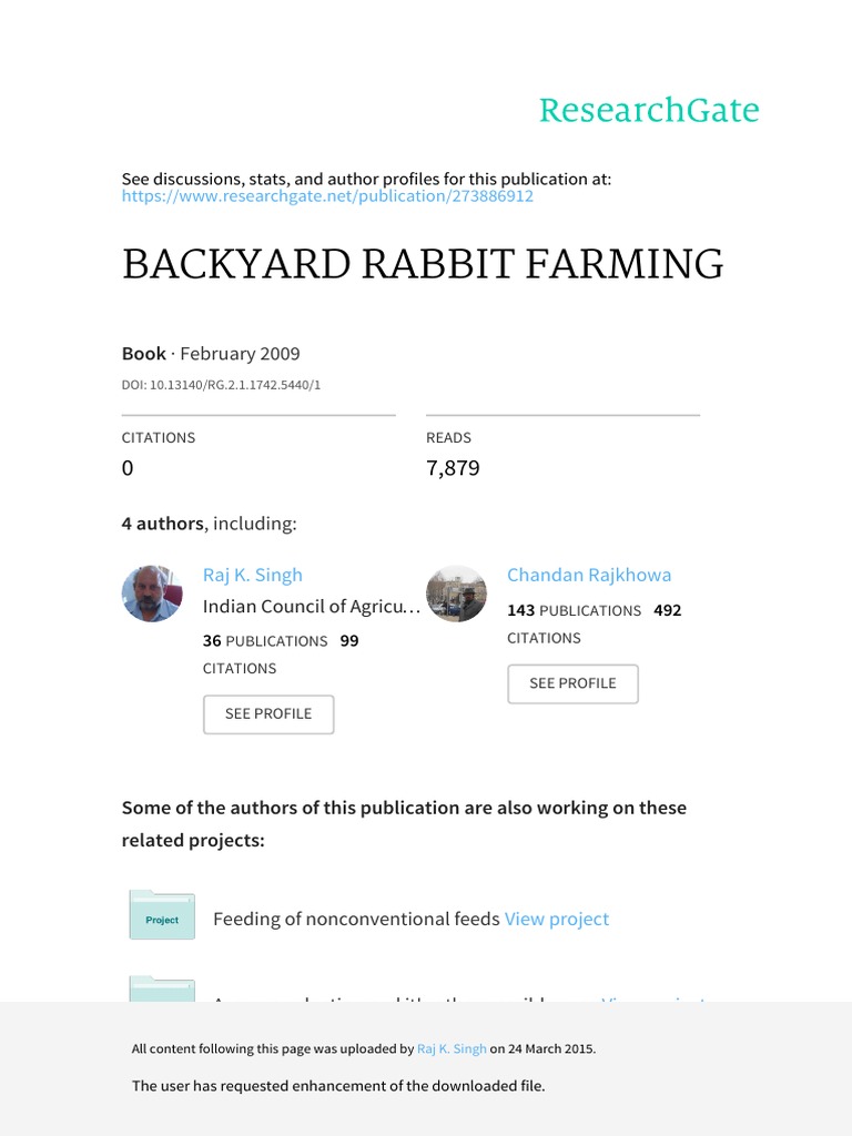 Backyard Rabbit Farming | PDF | Meat | Rabbit