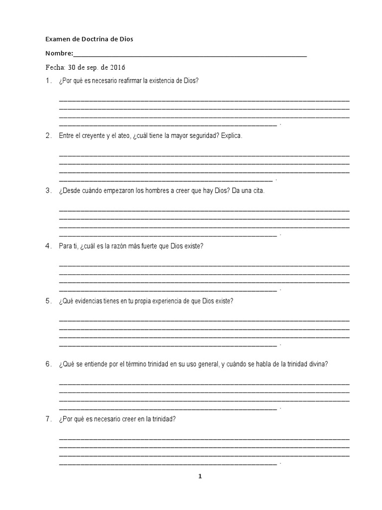 Examen de Doctrina de Dios | PDF | Dios | Pecado