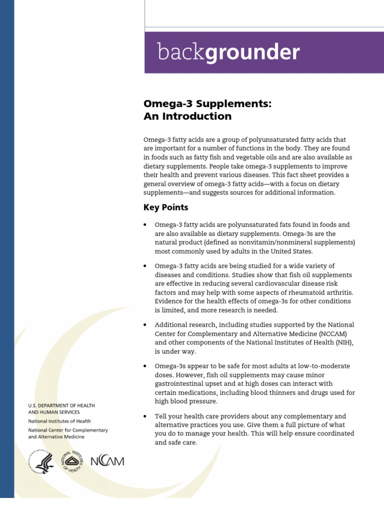 Omega-3 Supplements An Introduction | PDF | Omega 3 Fatty Acid | Fish Oil
