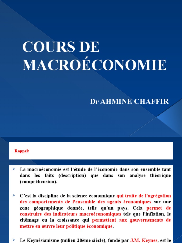 COURS DE MACROÉCONOMIE v1 | PDF | Produit intérieur brut | Croissance économique