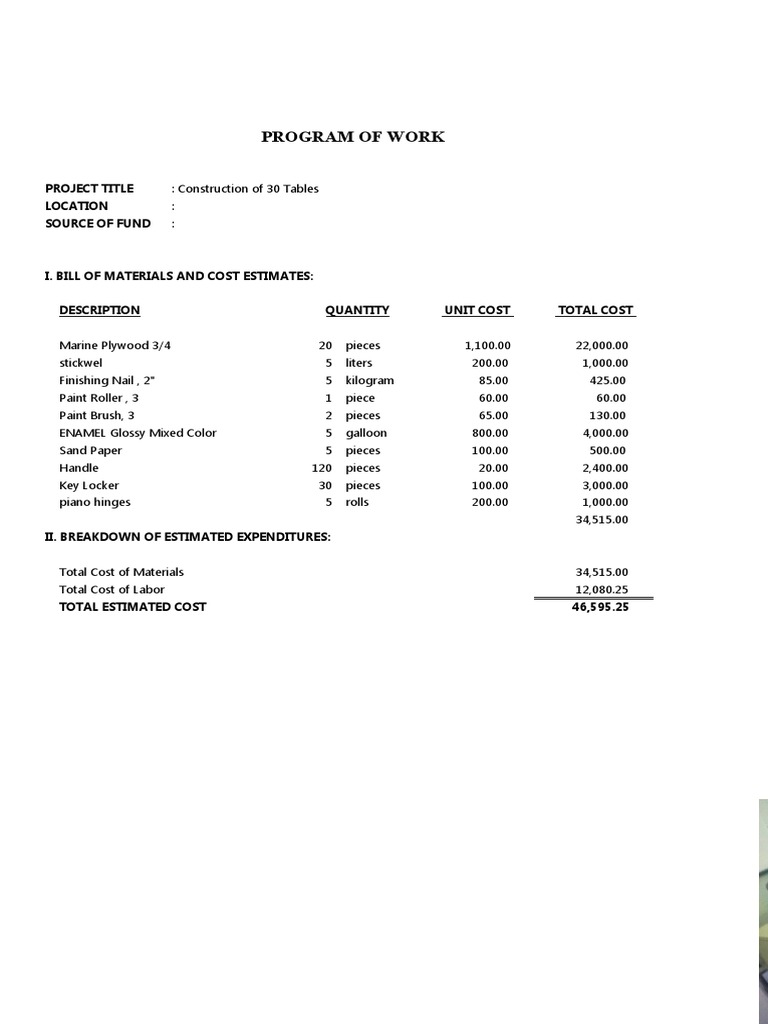 Program of Work: Project Title Location Source of Fund | PDF