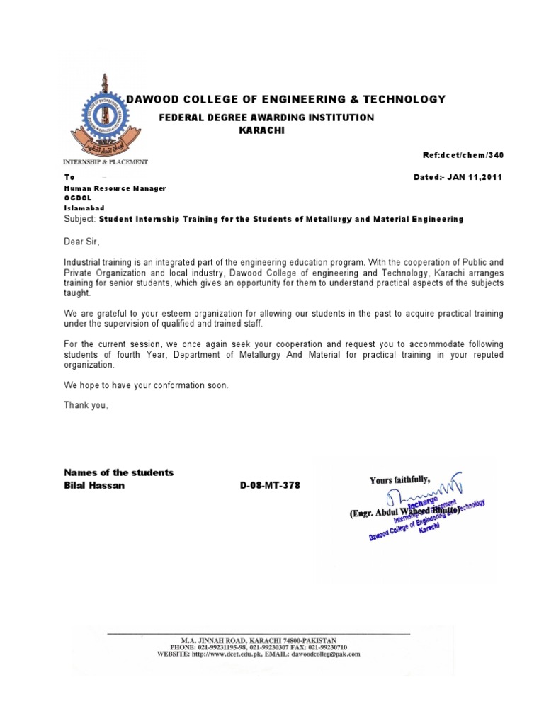 Internship Letter | PDF