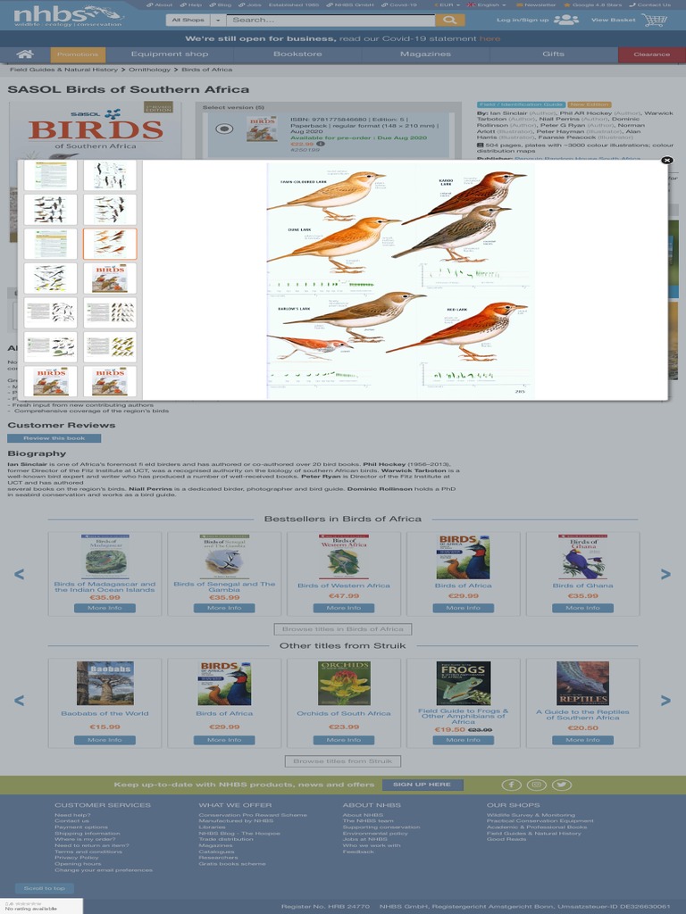 SASOL Birds of Southern Africa NHBS Field Guides & Natural History PDF ...