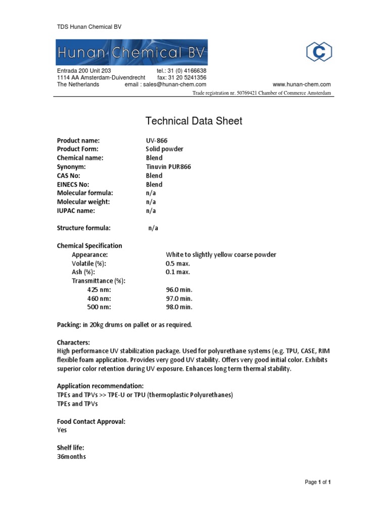 Technical Data Sheet: TDS Hunan Chemical BV | PDF