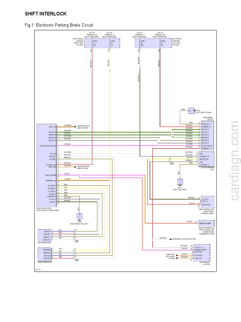 Shift Interlock: Fig 1: Electronic Parking Brake Circuit | PDF | Motor ...