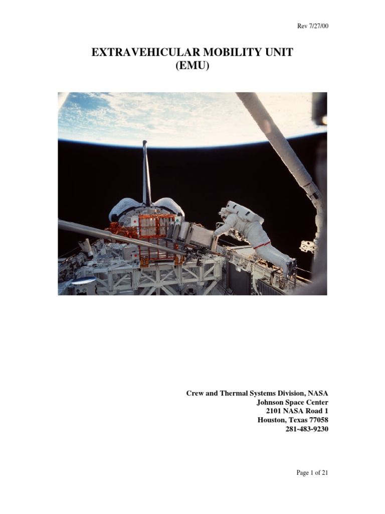 NASA's EMU: Space Suit Overview | PDF | Space Suit | Extravehicular ...