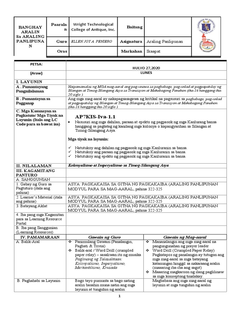 Aral Pan DLP For DEMO - Ejp | PDF
