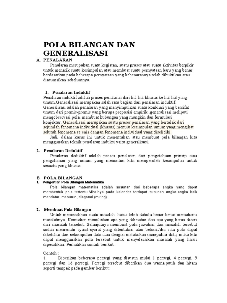Pola Bilangan Dan Generalisasi | PDF