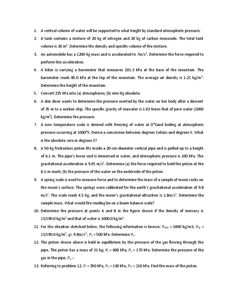 Thermodynamics - Questions | PDF | Pressure | Atmospheric Pressure