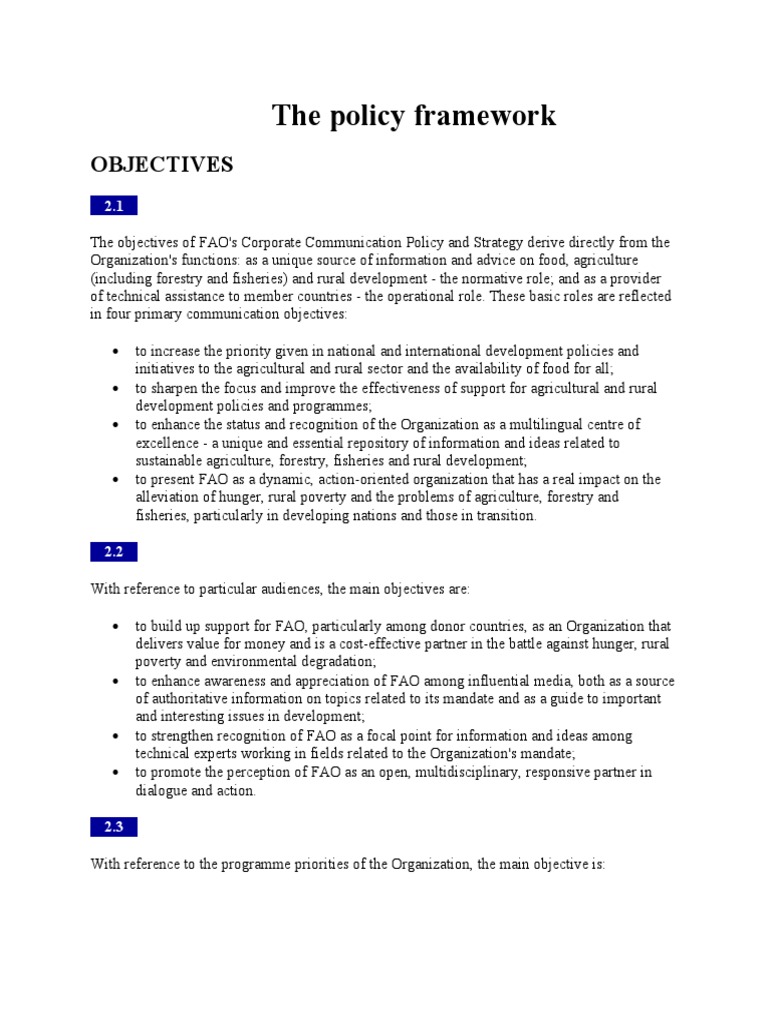 The Policy Framework | PDF | Food And Agriculture Organization ...