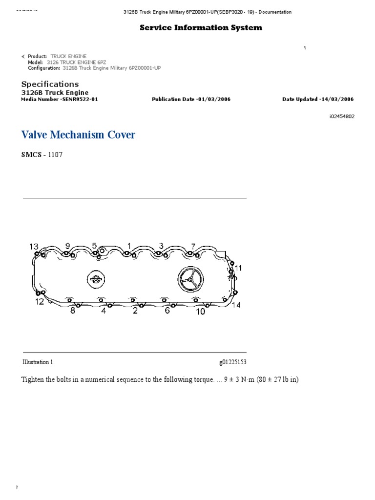 Tapa Valvulas 3126B Caterpillar | PDF