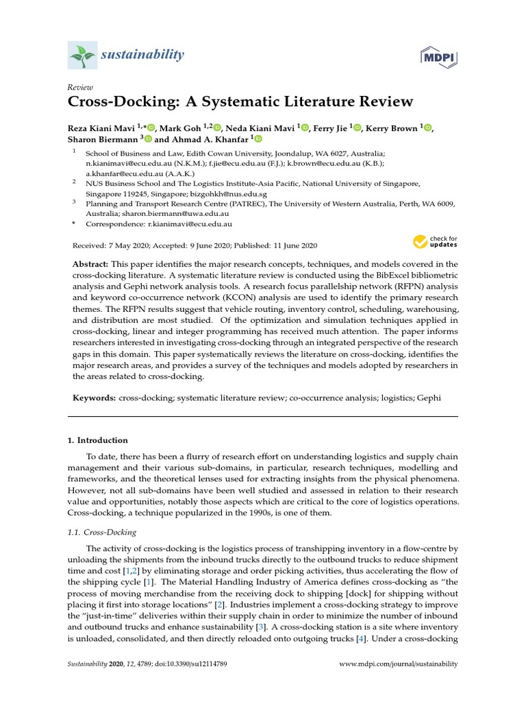 Cross-Docking: A Systematic Literature Review: Sustainability | PDF ...