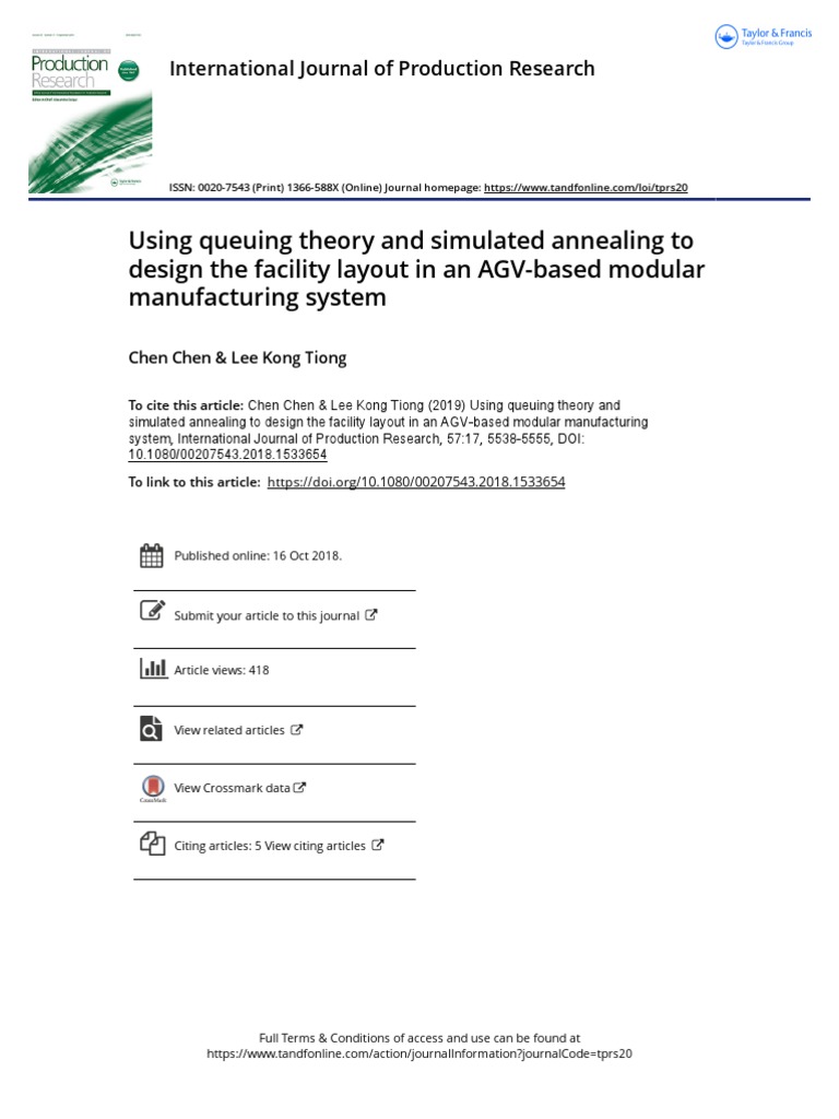 Using Queuing Theory Simulated Annealing Design Facility Layout ...