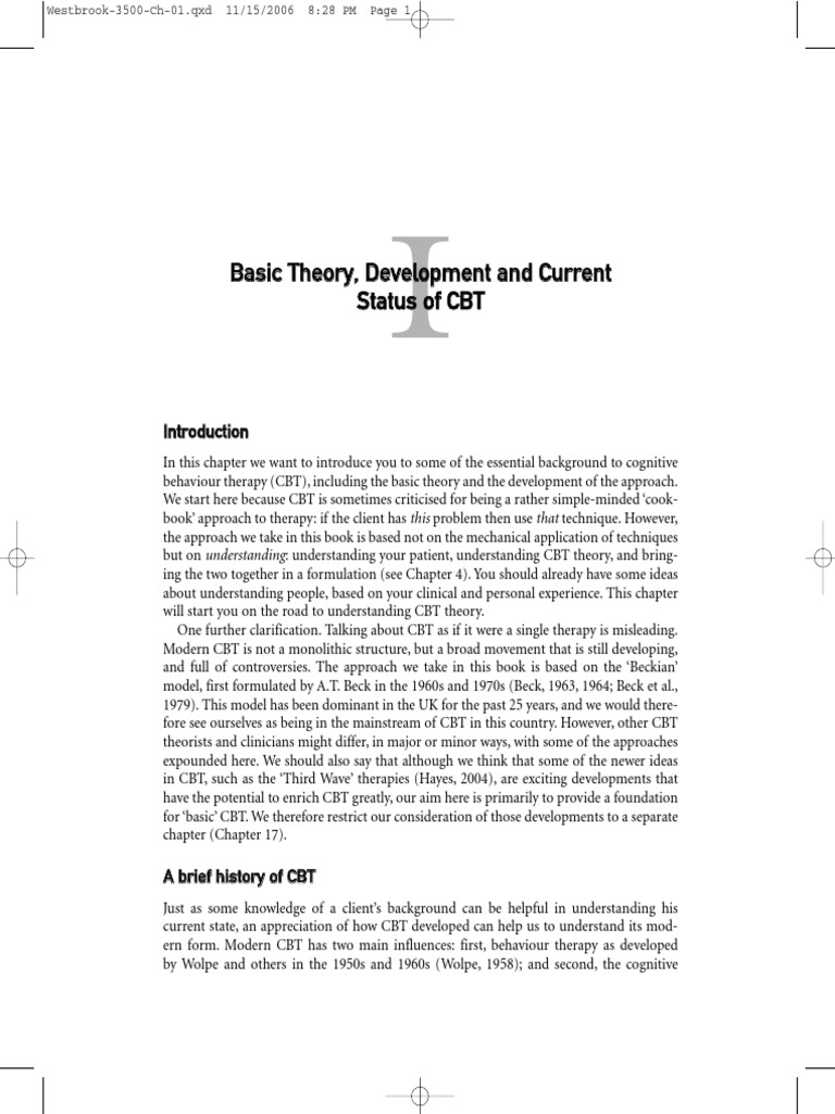 Westbrook Chapter 1 | PDF | Cognitive Behavioral Therapy | Cognitive ...