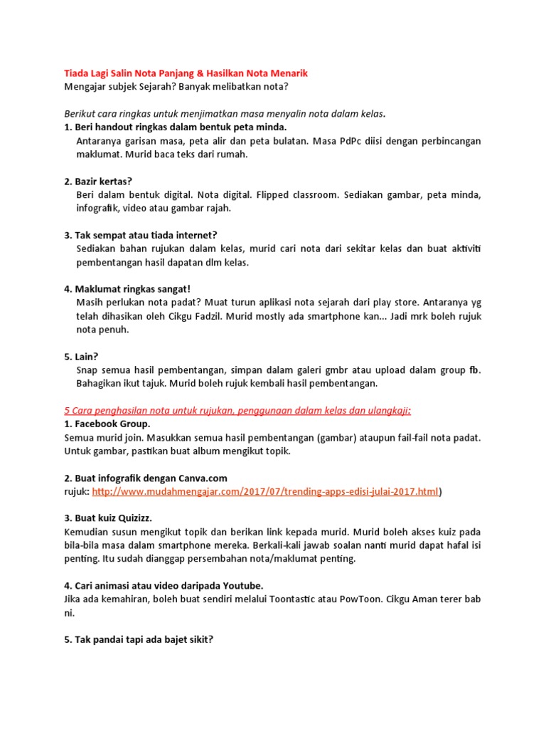 Tiada Lagi Salin Nota Panjang | PDF