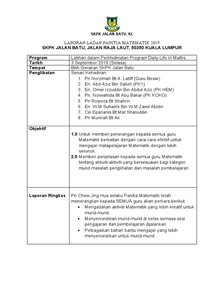 Laporan Ladap PBD 2019 | PDF