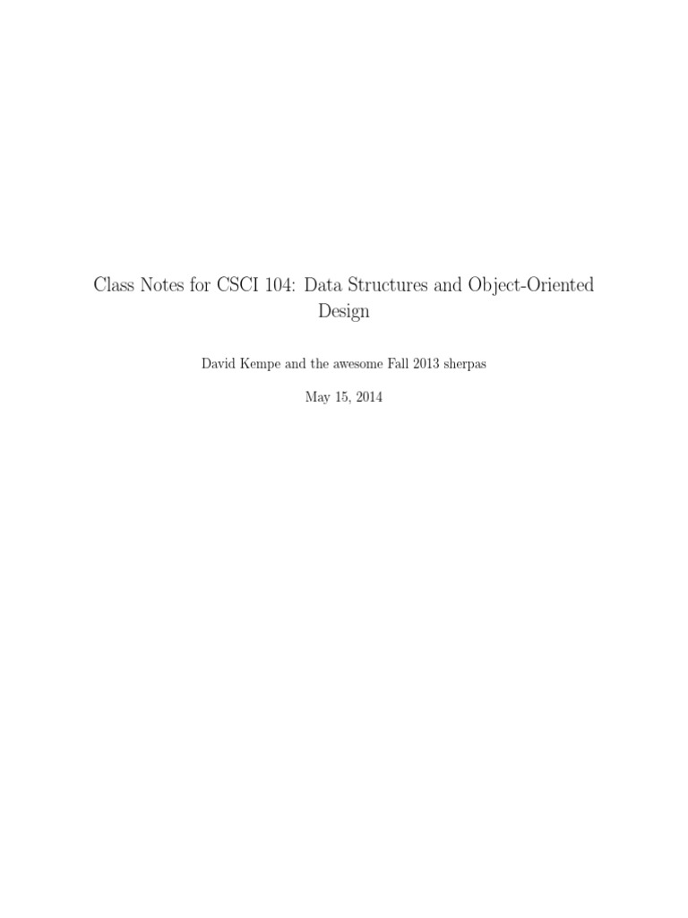 Class Notes For Csci 104 Data Structures And Object Oriented Design Pdf Class Computer