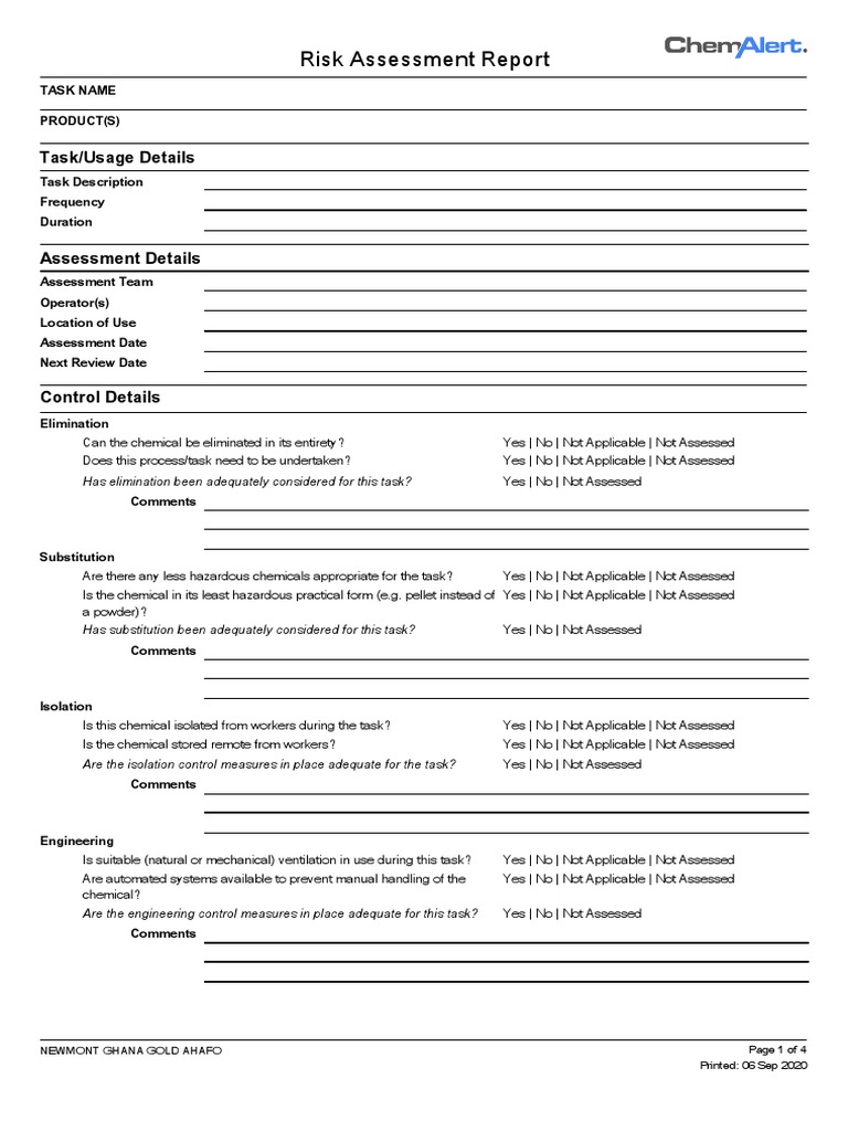 Product Risk Assessment Template | PDF | Personal Protective Equipment ...