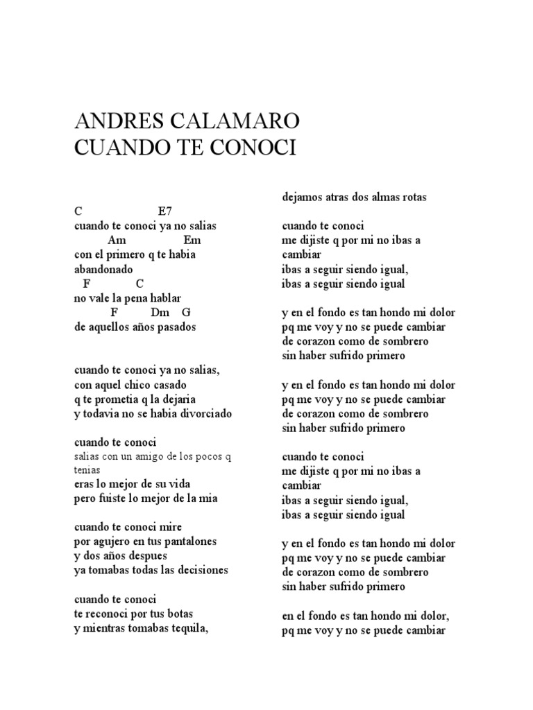 Andres Calamaro - Cuando Te Conoci | PDF