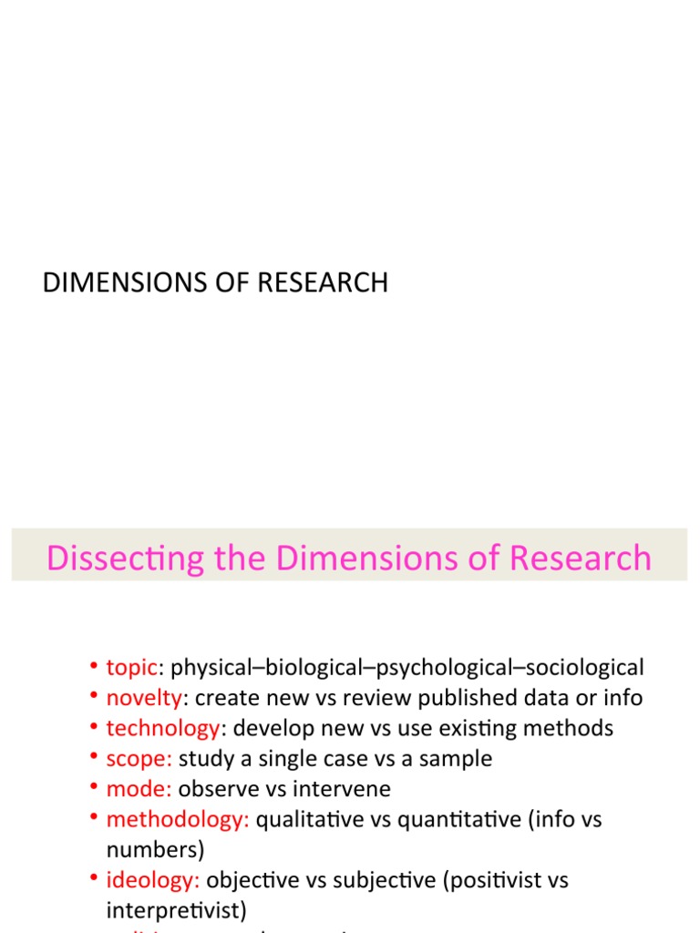 Dimensions of Research | PDF | Quantitative Research | Qualitative Research