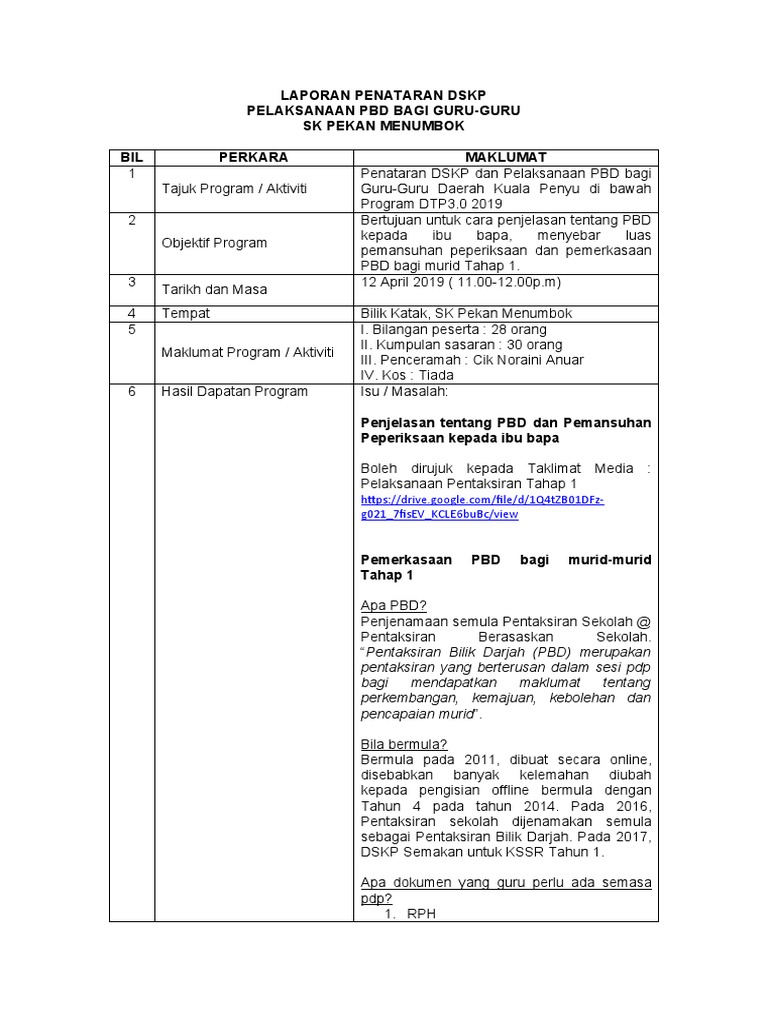 Laporan PBD - Contoh | PDF