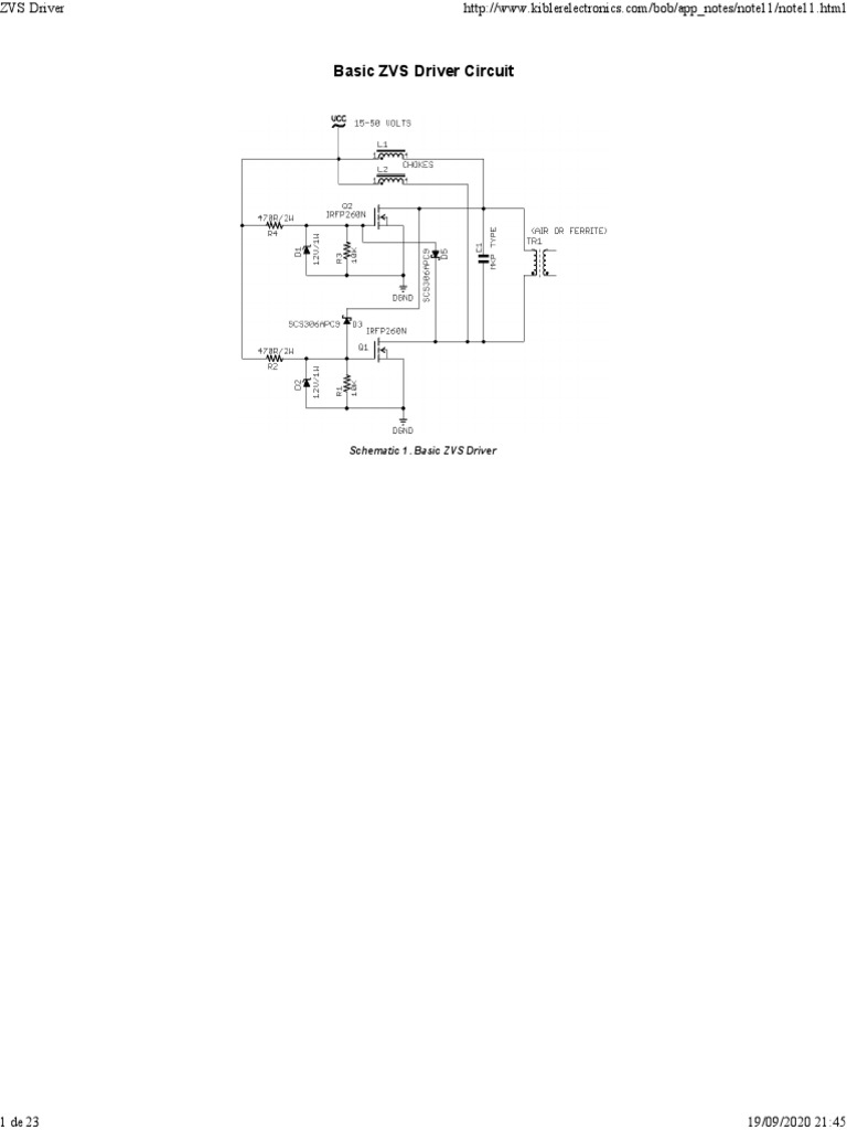 Schematic 1. Basic ZVS Driver | PDF | Inductor | Field Effect Transistor