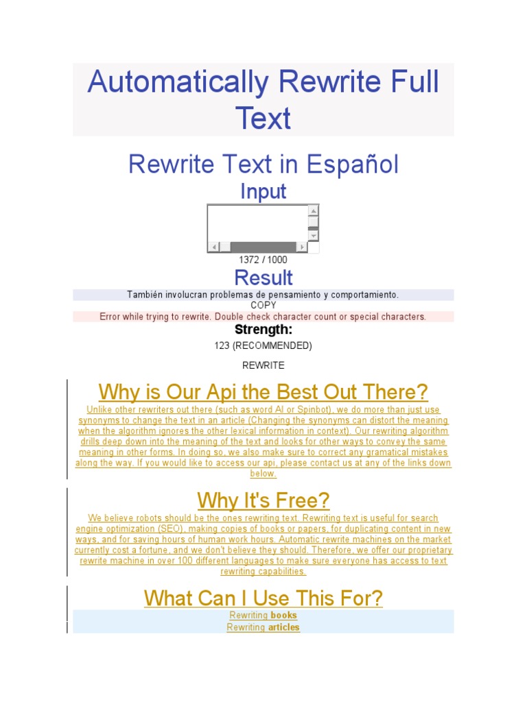 Automatically Rewrite Full Text | PDF | Artificial Intelligence | Intelligence (AI) & Semantics
