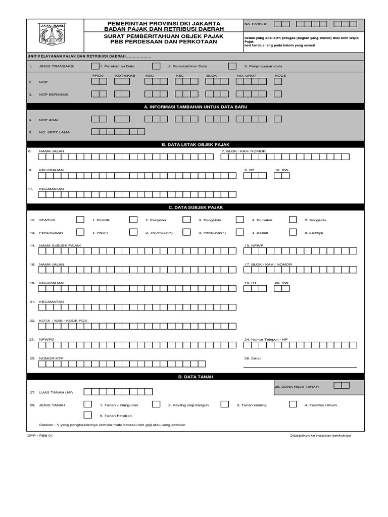 Spop PBB - P2 Dki Jakarta 2018 | PDF