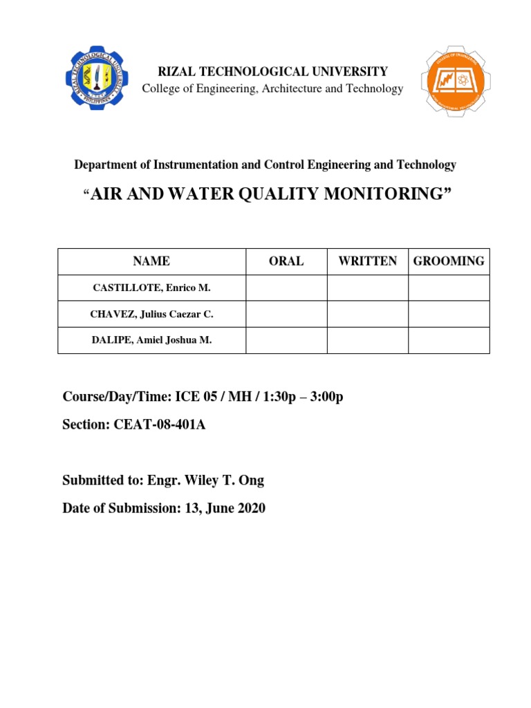 Air and Water Quality Monitoring Final | PDF | Infrared Spectroscopy ...