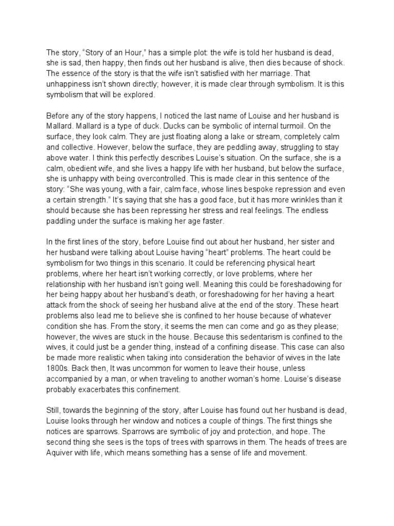 Story of An Hour - Symbolism Interpretation | PDF