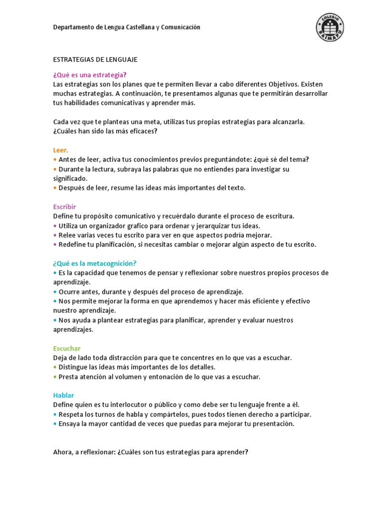 Estrategias para Mejorar el Lenguaje | PDF