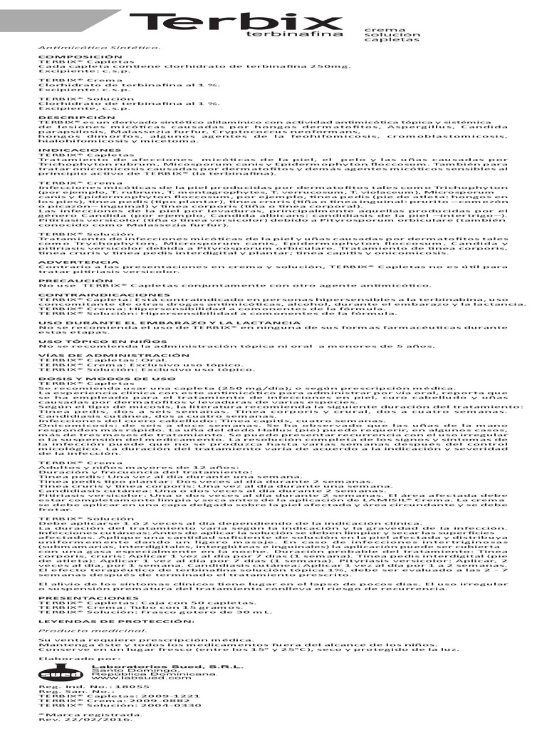 Terbix Inserto WEB | PDF | Hongo | Enfermedades y trastornos