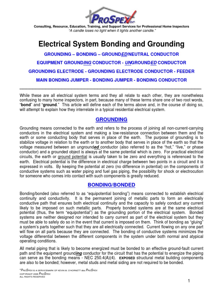 Electrical System Bonding and Grounding PDF | PDF | Electrical ...