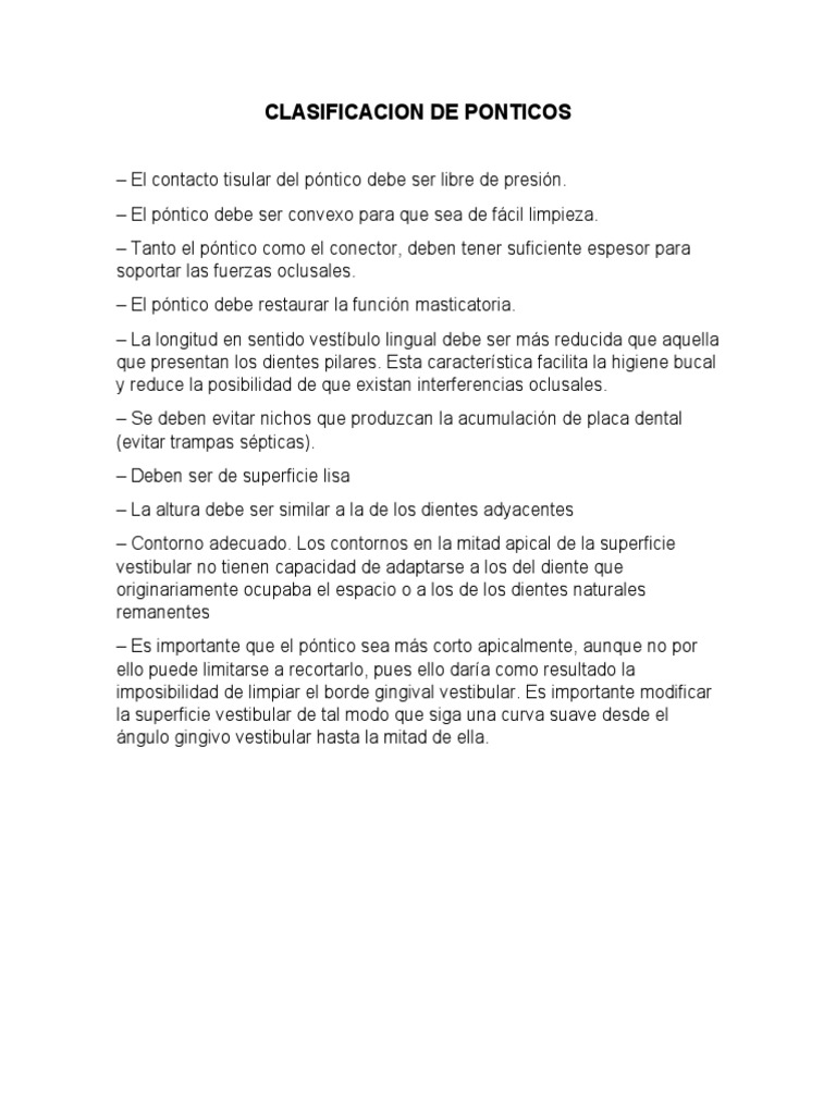 Clasificación y tipos de pónticos dentales | PDF | Dentadura postiza | Boca