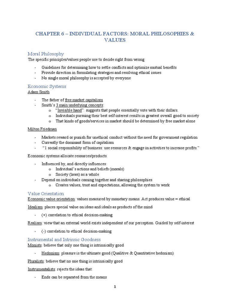 Chapter 6 - Individual Factors: Moral Philosophies & Values | PDF | Leadership | Audit