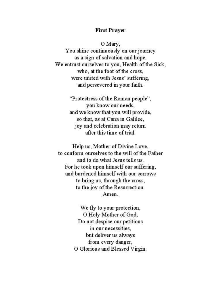 First Prayer | PDF | Mary, Mother Of Jesus | Prayer