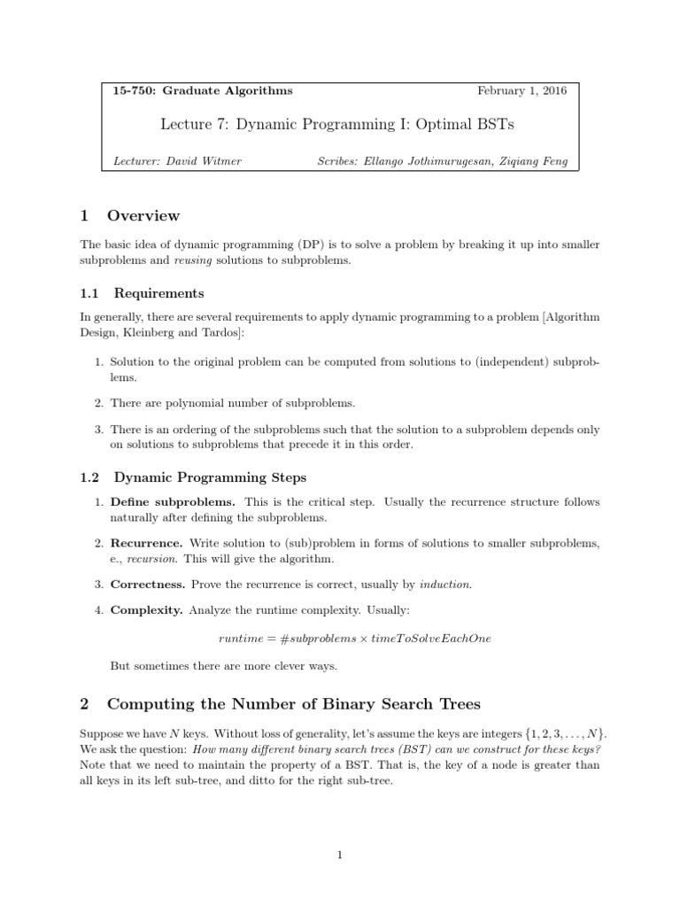 Lecture7 PDF | PDF | Dynamic Programming | Recursion