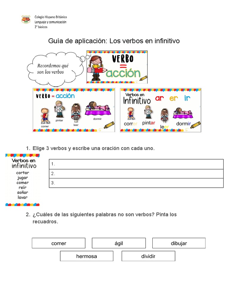 Guía 2 - Verbos en Infinitivo | PDF
