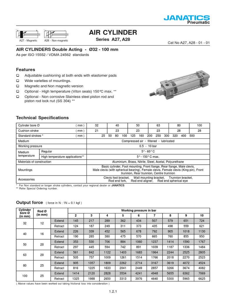JANATICS Cylinder Catalogue | PDF | Switch | Mechanical Engineering