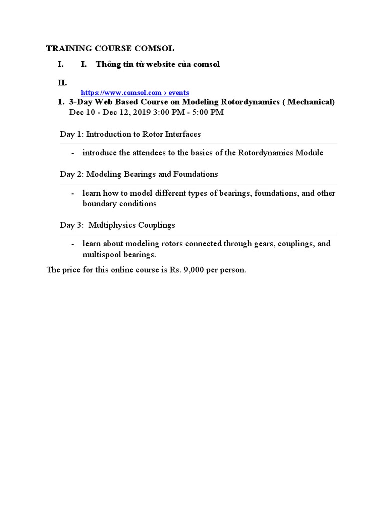 Training Course Comsol | PDF