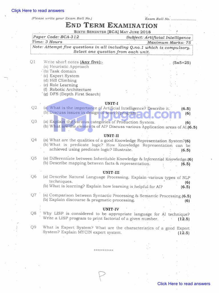 BCA AI Papers on IPJugaad | PDF