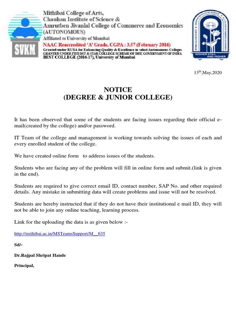 Student Notice: Email Issues Resolution | PDF