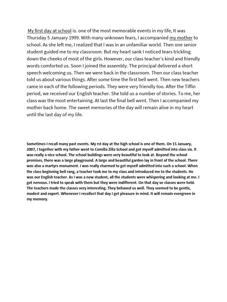 My First Day at School PDF | PDF